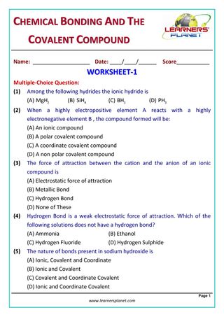 Grade-10-Chemistry-Olympiad: Chemical Bonding – Shri Guru Nanak Dev ...